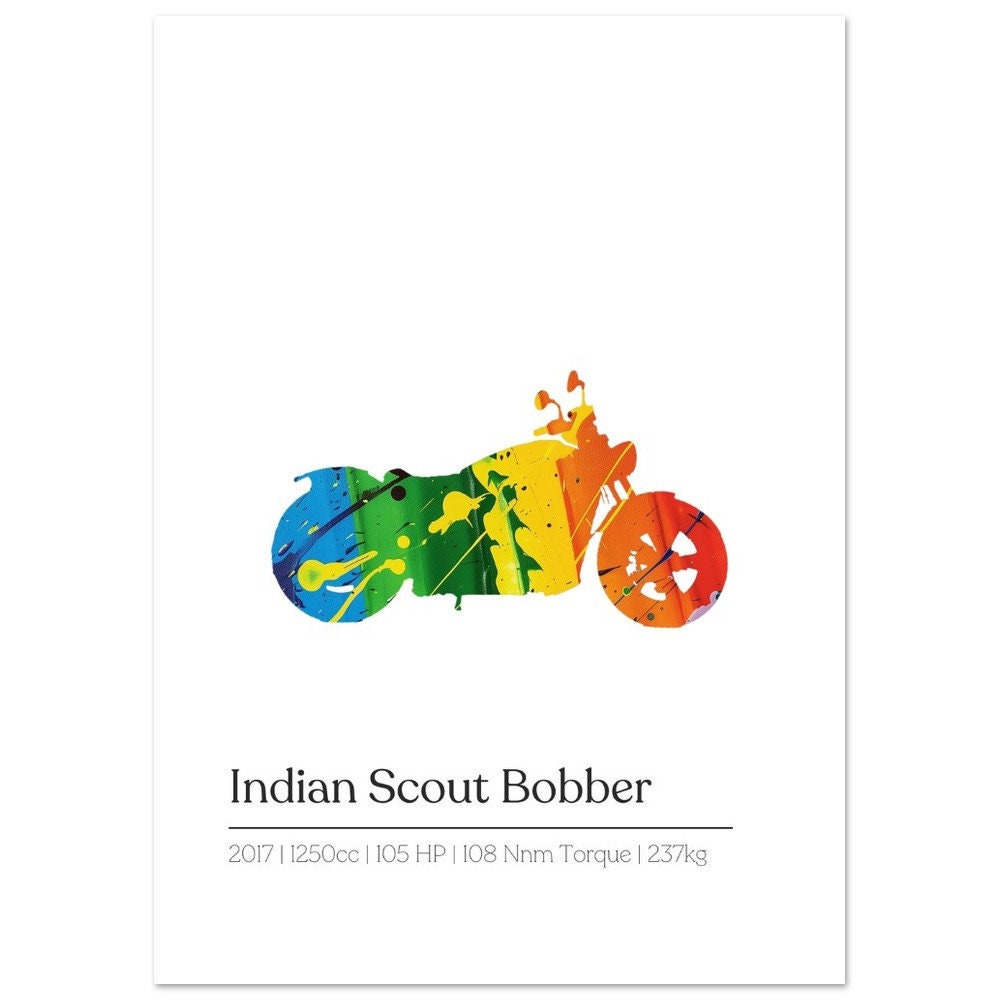 Indian Scout Bobber Motorcycle Wall Art Modern Motorcycle Print Bobber ...