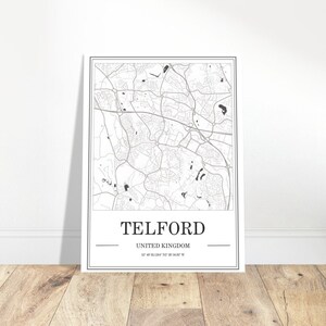 Telford Map Poster | Minimalist City Map Print | Black and White Urban ...
