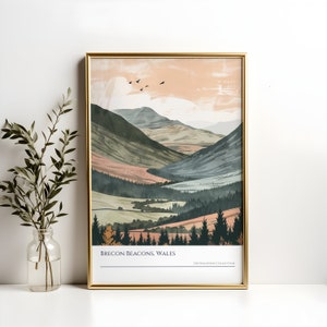 Brecon Beacons Welsh Landscape Poster, Cymru Landscape Artwork, Brecon ...