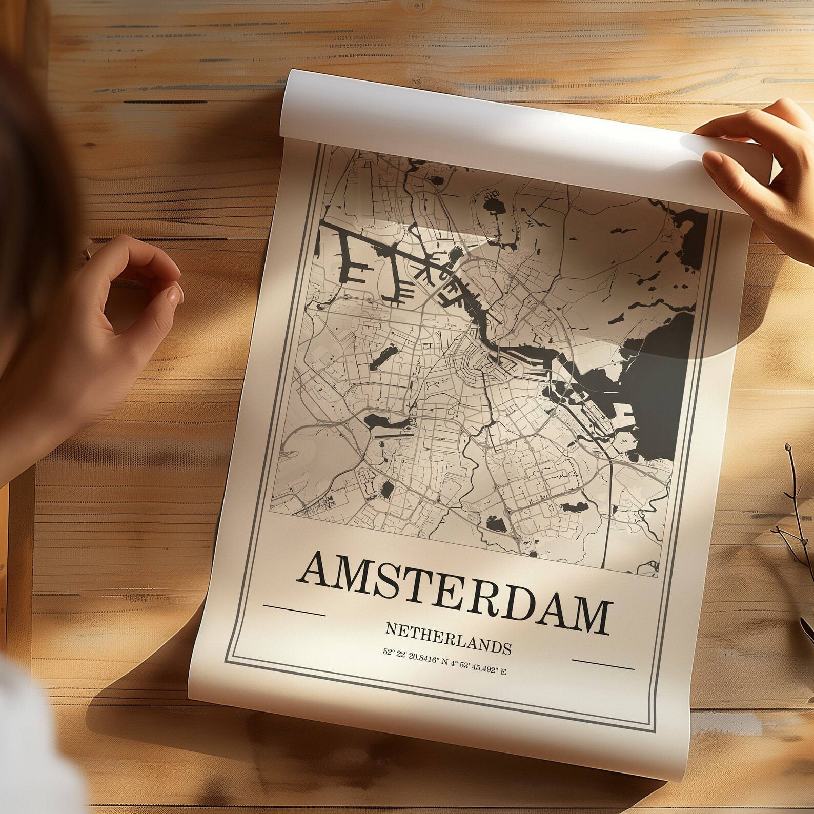 Amsterdam Map Print: Minimalist Black and White City Art - Etsy