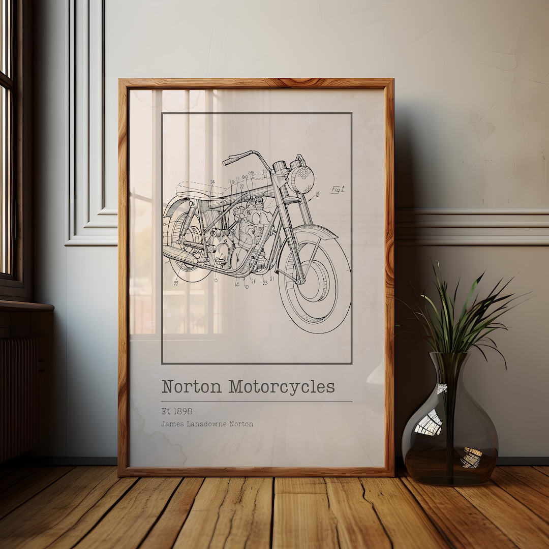 Norton Motorcycles Blueprint Vintage Patent Art Classic Norton Bike ...