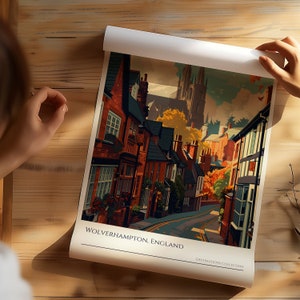 City Backstreet Wolverhampton Poster, West Midlands Wall Art ...