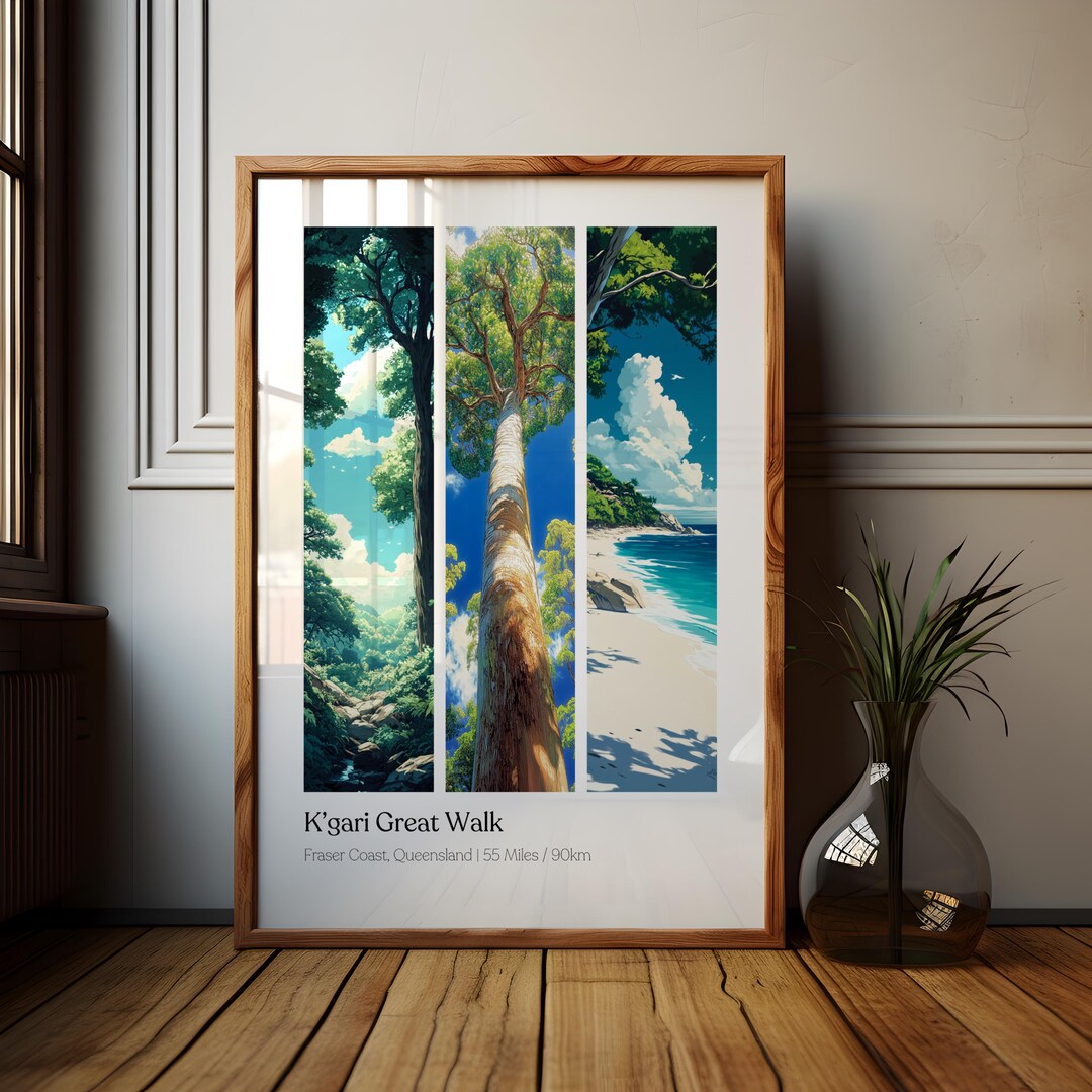 K'gari Great Walk Poster, Fraser Island Print, Fraser Coast Queensland ...
