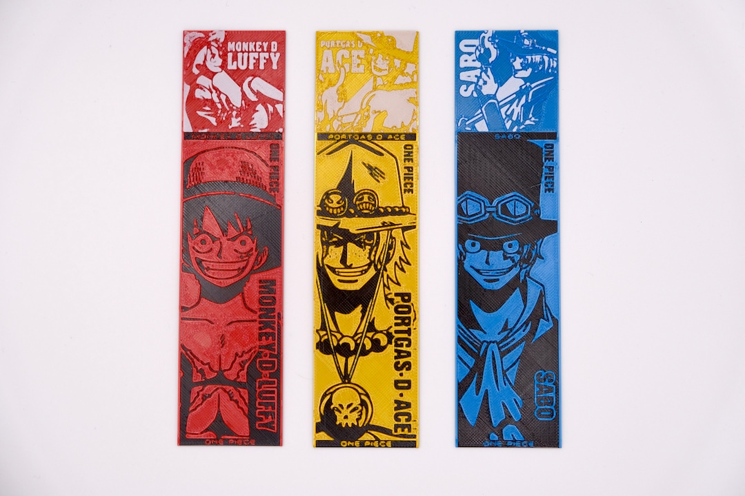 One Piece 3D Printed Bookmark Set - Luffy, Ace, Sabo - Perfect Gifts ...