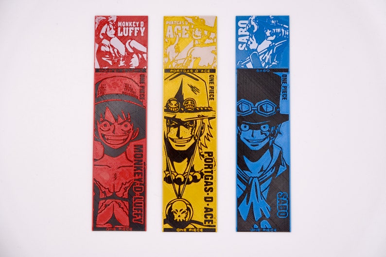 One Piece 3D Printed Bookmark Set Luffy, Ace, Sabo Perfect Gifts for ...