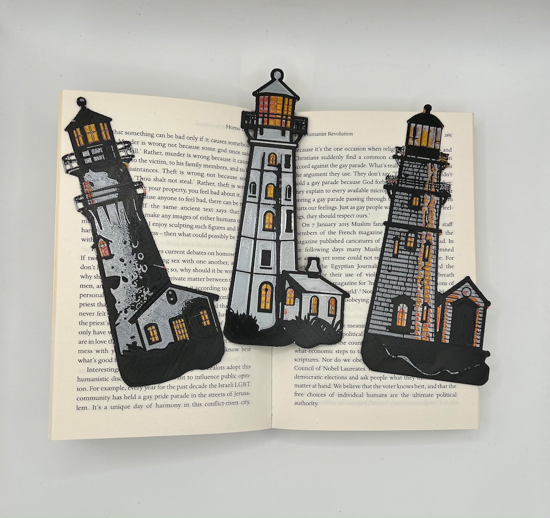Set of 3D Printed Lighthouse Bookmarks, Unique Book Accessories for ...