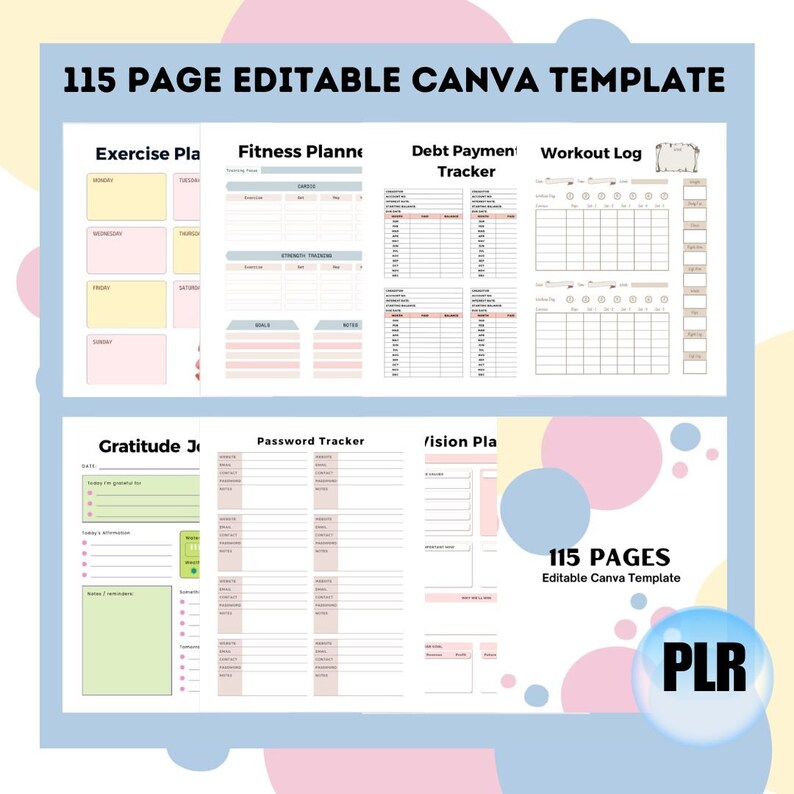 115 Editable Canva Templates PLR: Customize Planners Effortlessly With ...