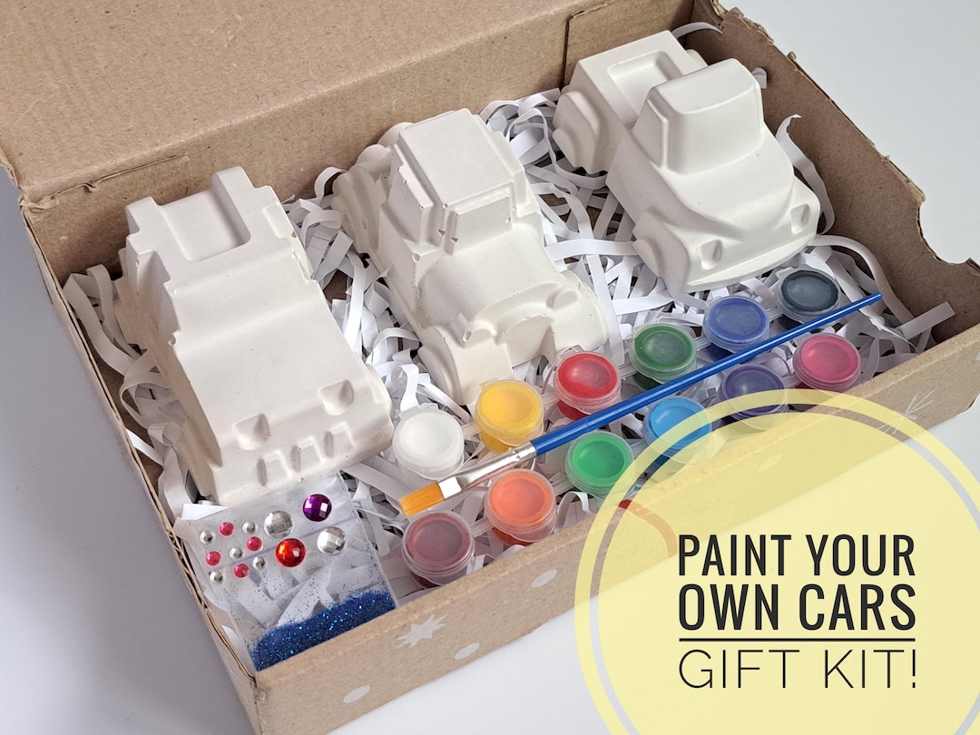 Paint Your Own Cars Paint Set -craft Box for Kids -plaster Paint Kit ...