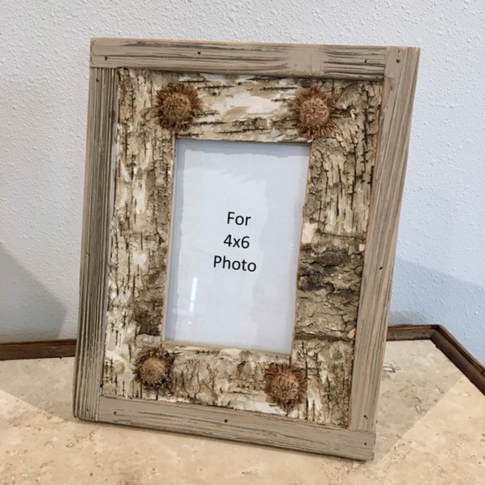 Birch Picture Frame With Barn Wood and Embellishments | Etsy