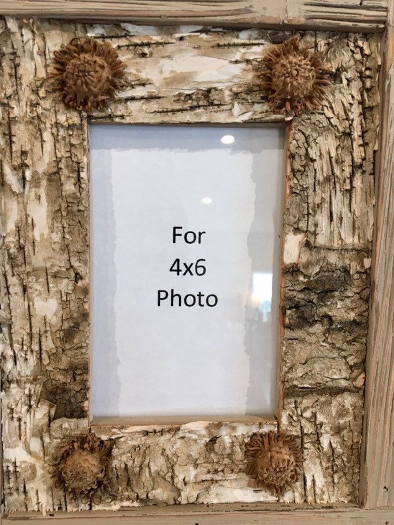 Birch Picture Frame With Barn Wood and Embellishments | Etsy