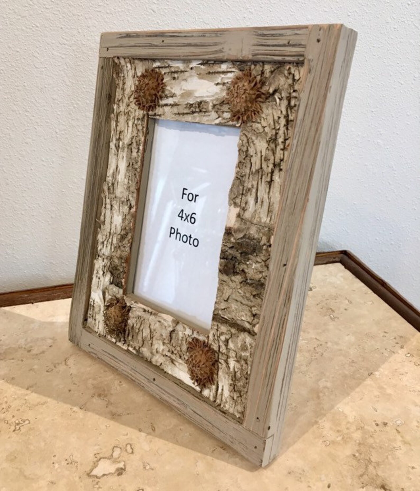 Birch Picture Frame With Barn Wood and Embellishments | Etsy
