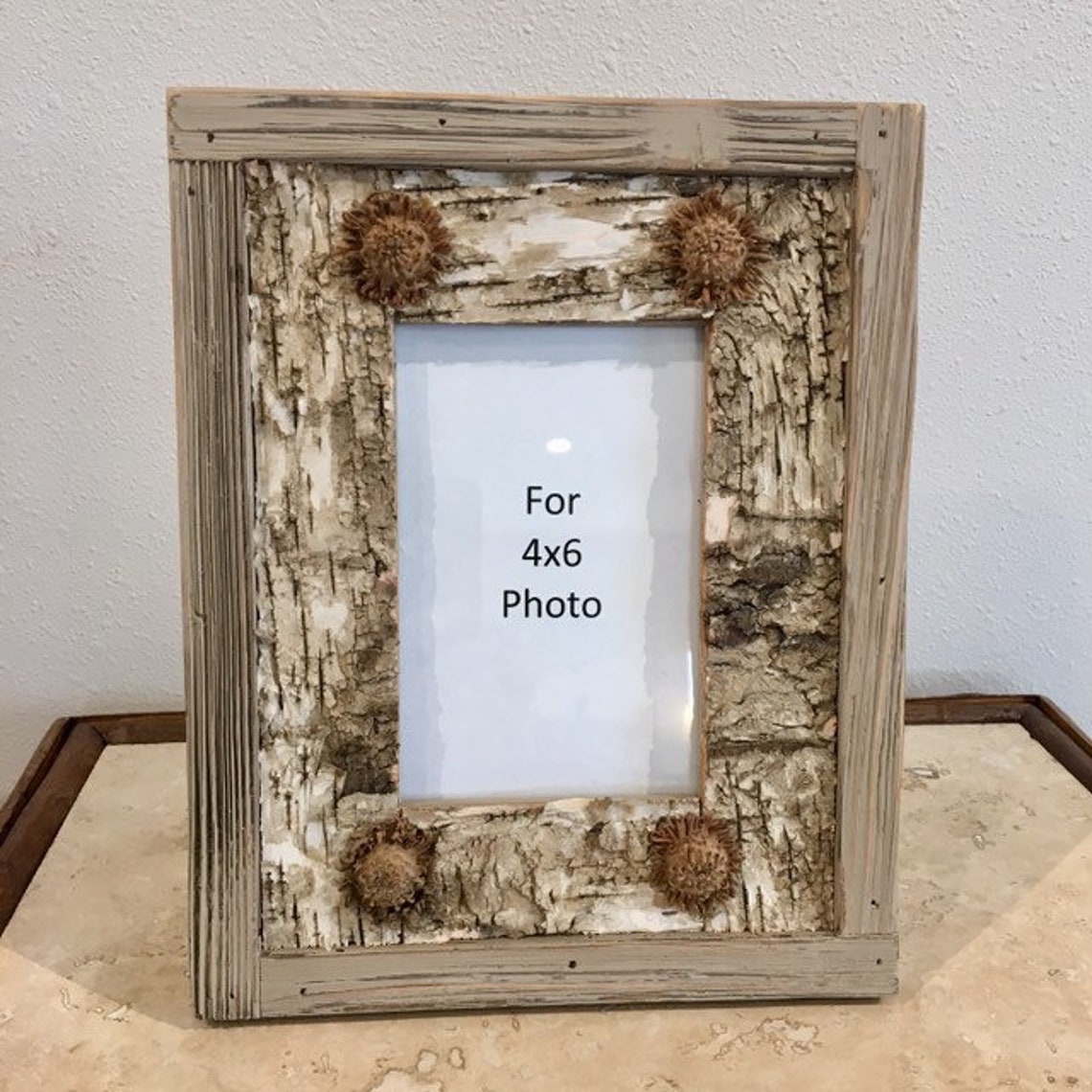 Birch Picture Frame With Barn Wood and Embellishments | Etsy