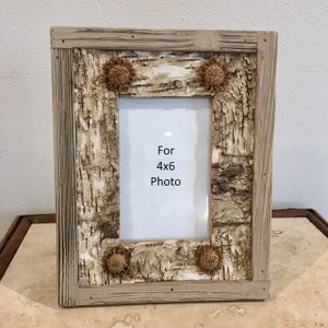 Birch Picture Frame With Barn Wood and Embellishments | Etsy