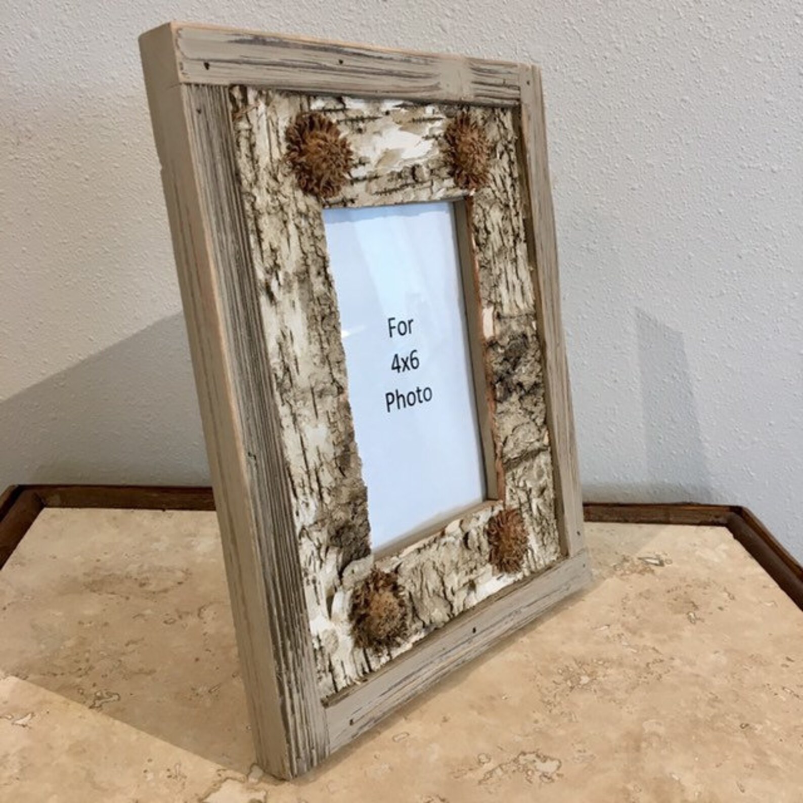 Birch Picture Frame With Barn Wood and Embellishments | Etsy
