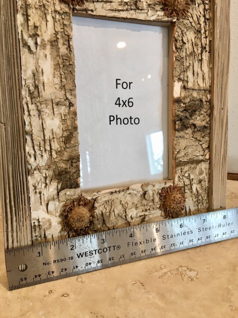 Birch Picture Frame With Barn Wood and Embellishments | Etsy