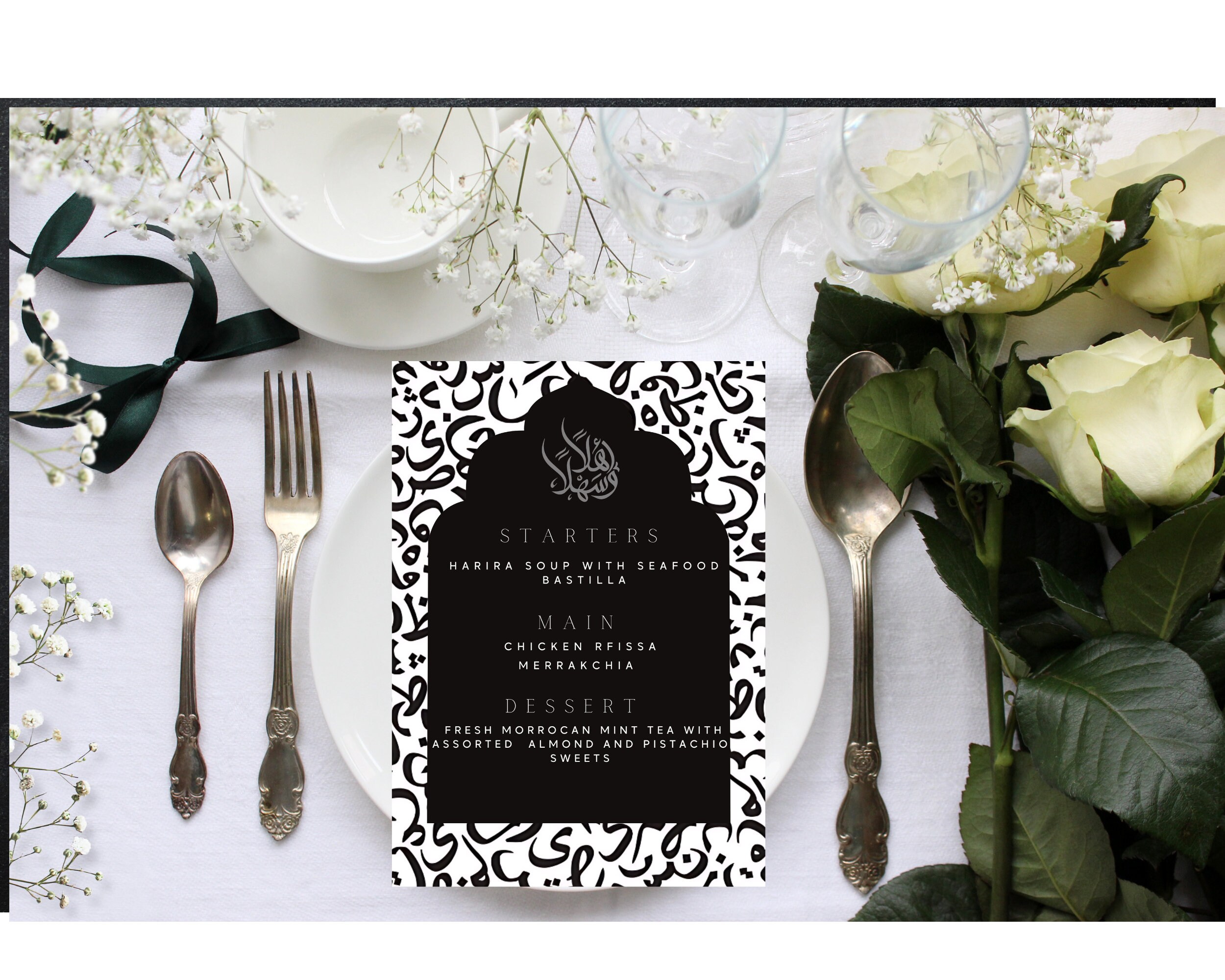 Wedding Menu Template / Digital Menu / Muslim Wedding Menu / Morrocan ...