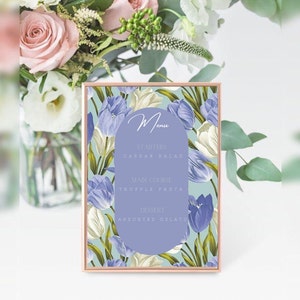 Purple Menu / Flower Menu / Wedding Menu / Mauve Menu/ Bachelorette ...
