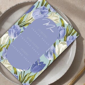 Purple Menu / Flower Menu / Wedding Menu / Mauve Menu/ Bachelorette ...