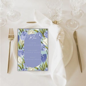 Purple Menu / Flower Menu / Wedding Menu / Mauve Menu/ Bachelorette ...