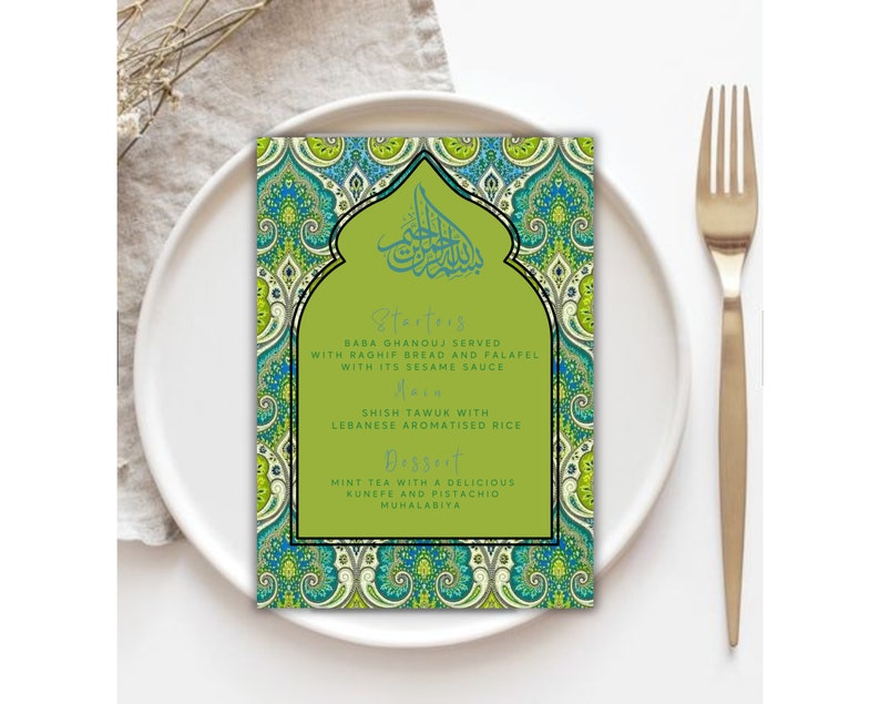 Muslim Wedding Menu Template /arabic Menu Template/ Ramadan Menu ...