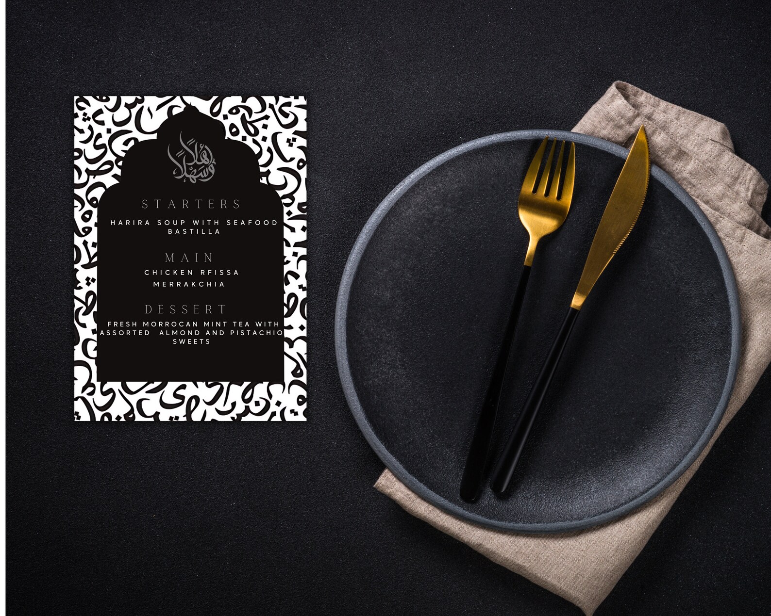 Wedding Menu Template / Digital Menu / Muslim Wedding Menu / Morrocan ...