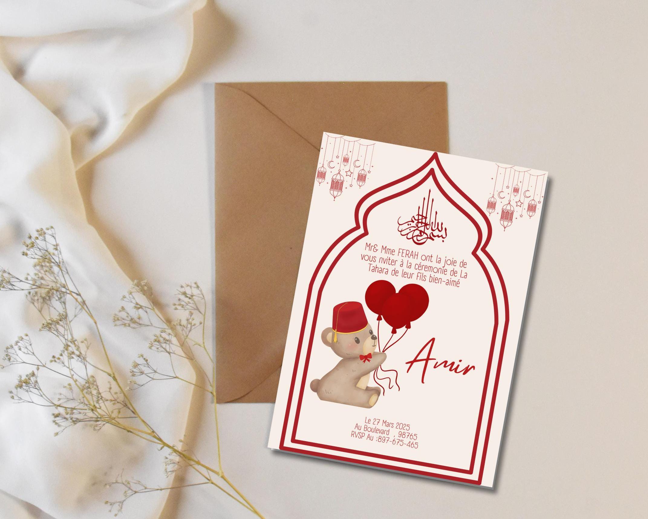 Faire-part De Circoncision Pour Bébé Garçon Musulman,faire-part De ...