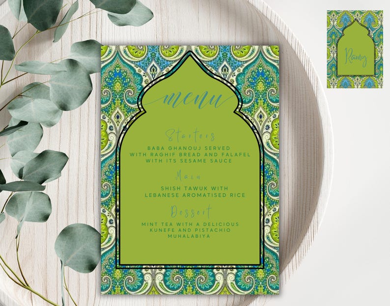 Muslim Wedding Menu Template /arabic Menu Template/ Ramadan Menu ...