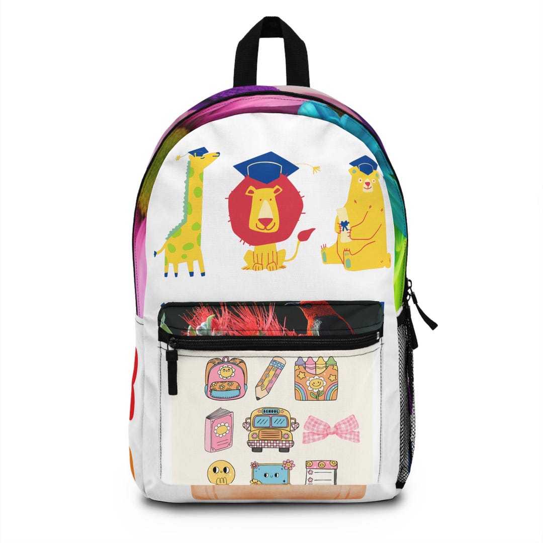 Colorful Kids' Animal-themed School Backpack Cute Lion, Giraffe, and ...