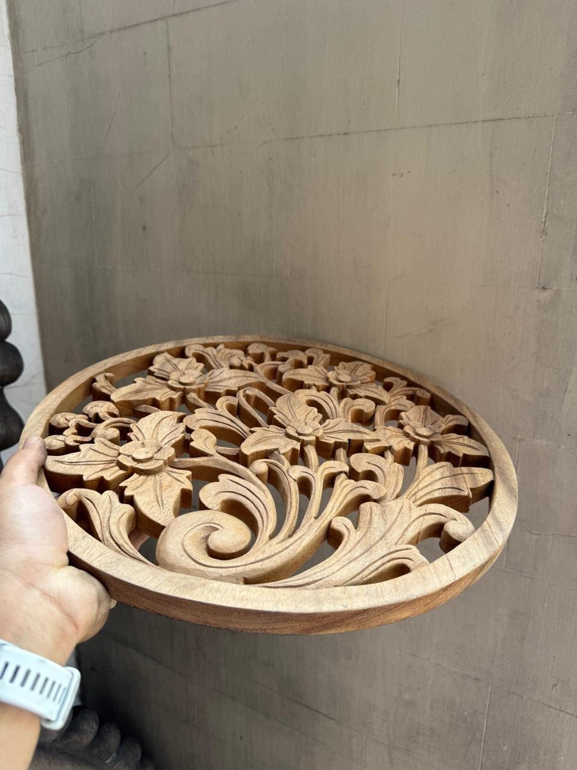 Gorgeous Hand-carved Rose Wooden Art - Detailed Floral Design for ...