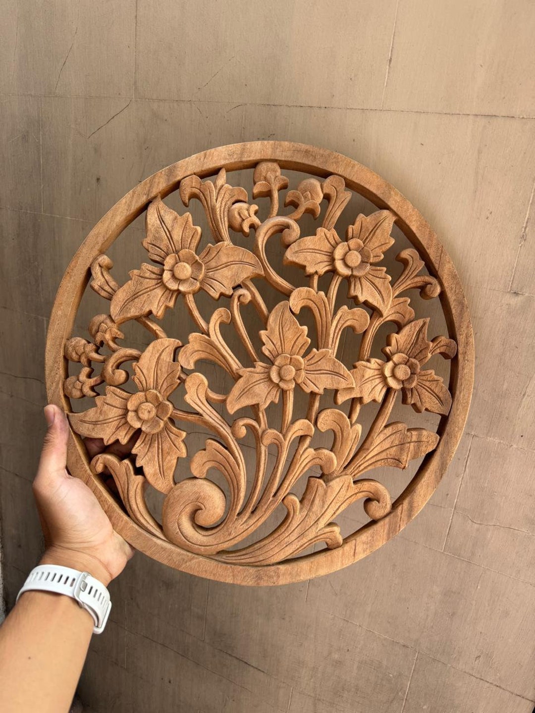 Gorgeous Hand-carved Rose Wooden Art - Detailed Floral Design for ...