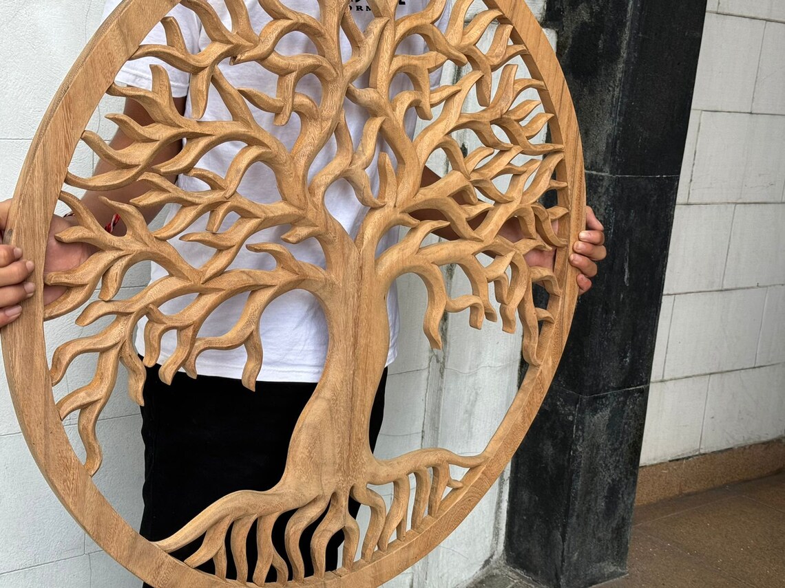 Embrace Nature With Hand-carved Tree of Life Wooden Wall Art – 32" X 32 ...