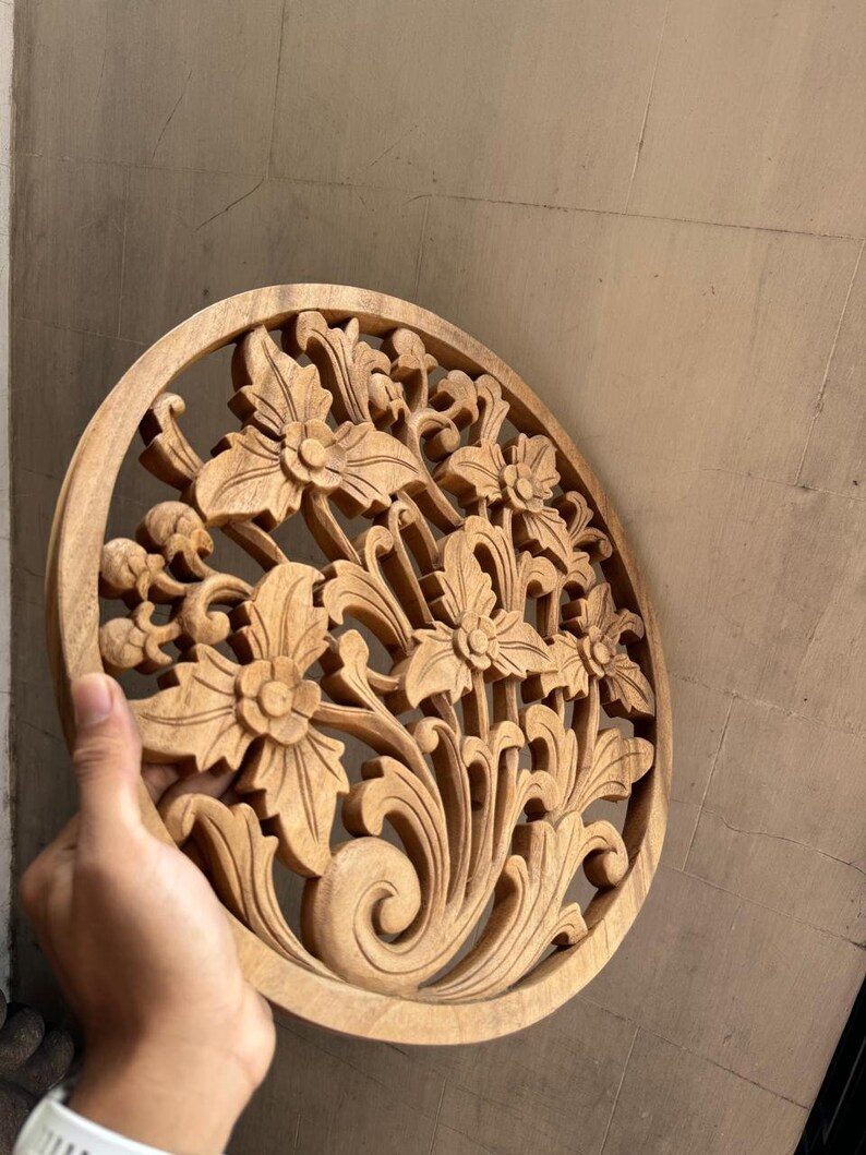 Gorgeous Hand-carved Rose Wooden Art - Detailed Floral Design for ...