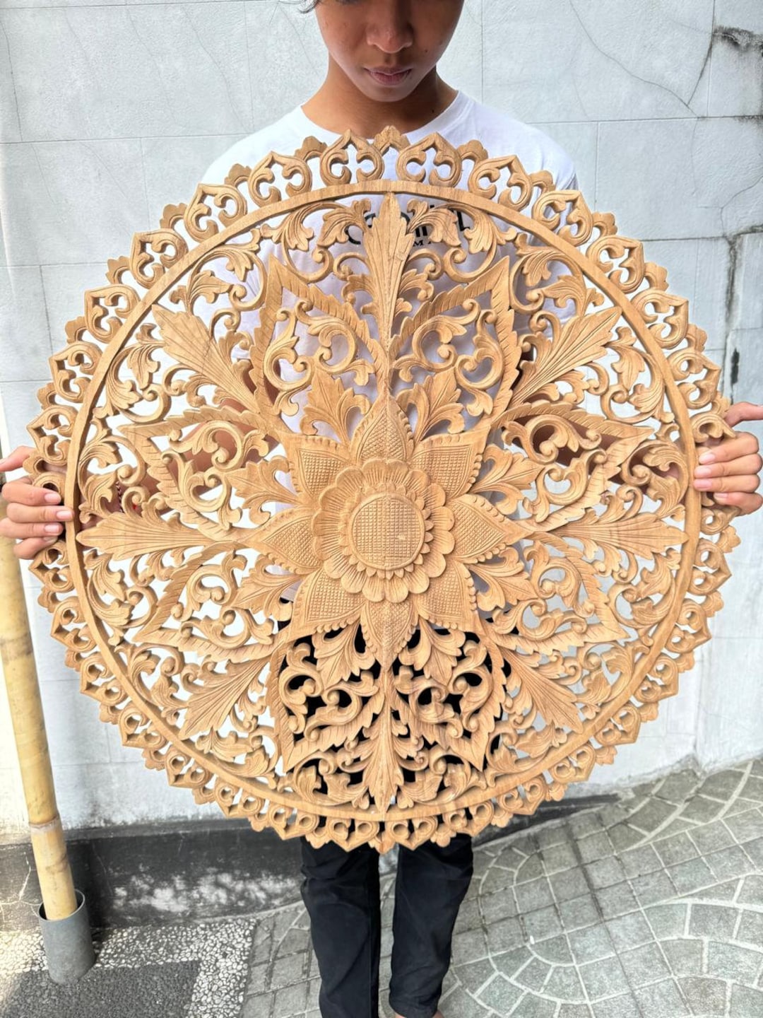 Intricate Hand-carved Lotus Wooden Wall Art – Symbol of Purity and ...