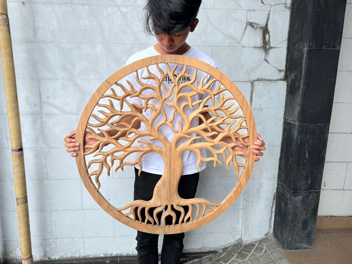 Embrace Nature With Hand-carved Tree of Life Wooden Wall Art – 32" X 32 ...