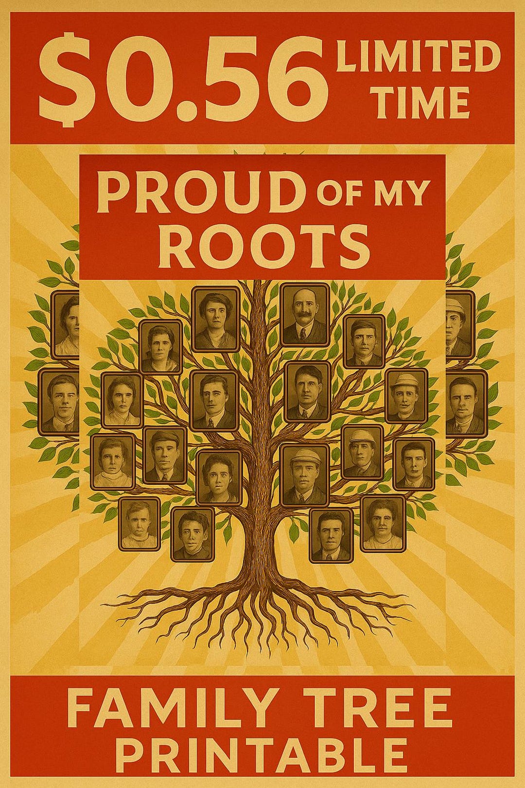 Family Tree Printable | Ancestry Wall Art | Genealogy Chart | Heritage ...