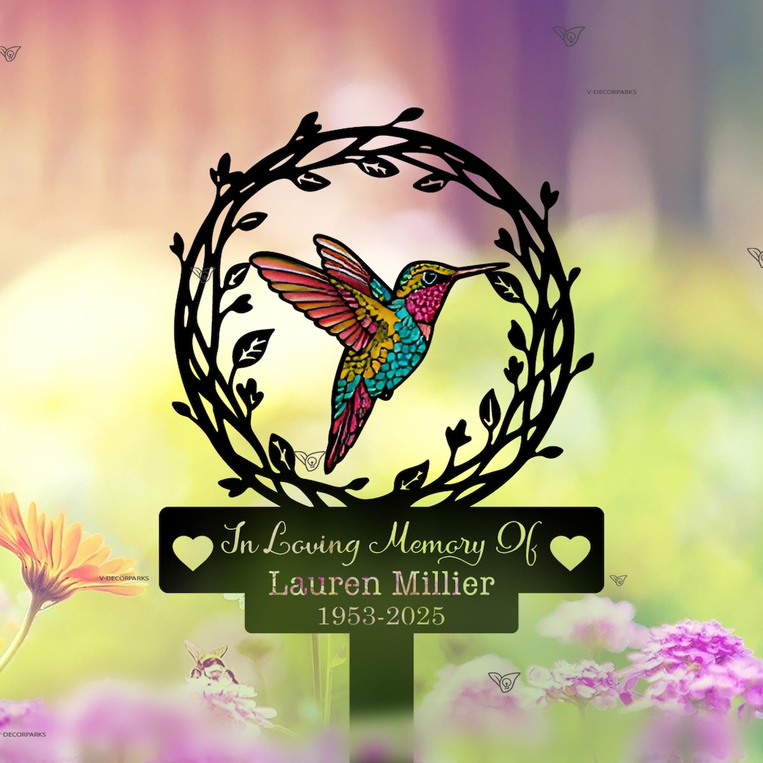 Personalized Name Hummingbird Memorial Metal Stake, Hummingbird Name ...
