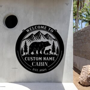 Personalized Metal Bear Sign Wall Art, Bear Cabin Sign, Cabin Decor ...