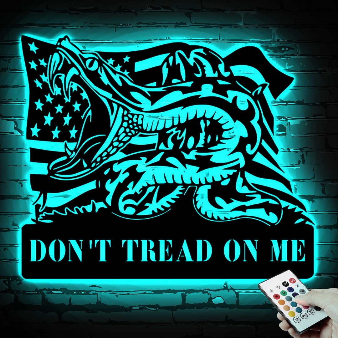 Don't Tread on Me Distressed Flag Metal Sign With Led Lights, Snake ...