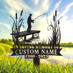 Personalized Bass Fishing Fisherman Memorial Stake,memorial Plaque With ...