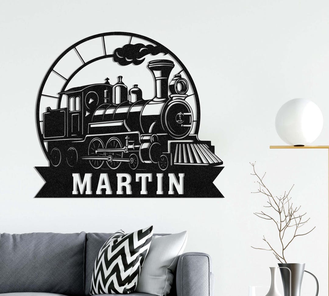 Custom Train Rail Metal Sign, Train Name Sign, Custom Name Railroad ...