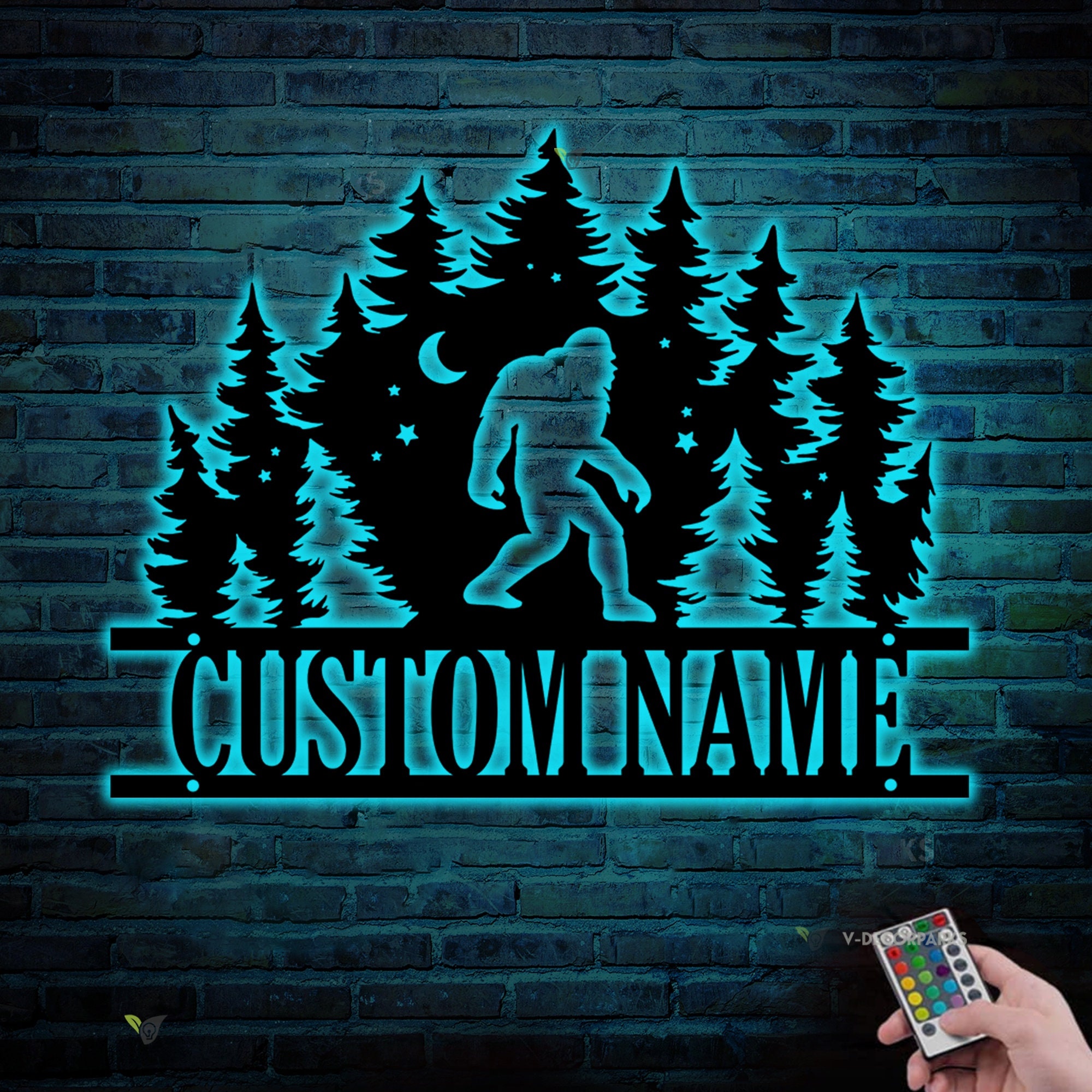 Custom Bigfoot Metal Wall Art Led Light, Bigfoot in Forest, Sasquatch ...