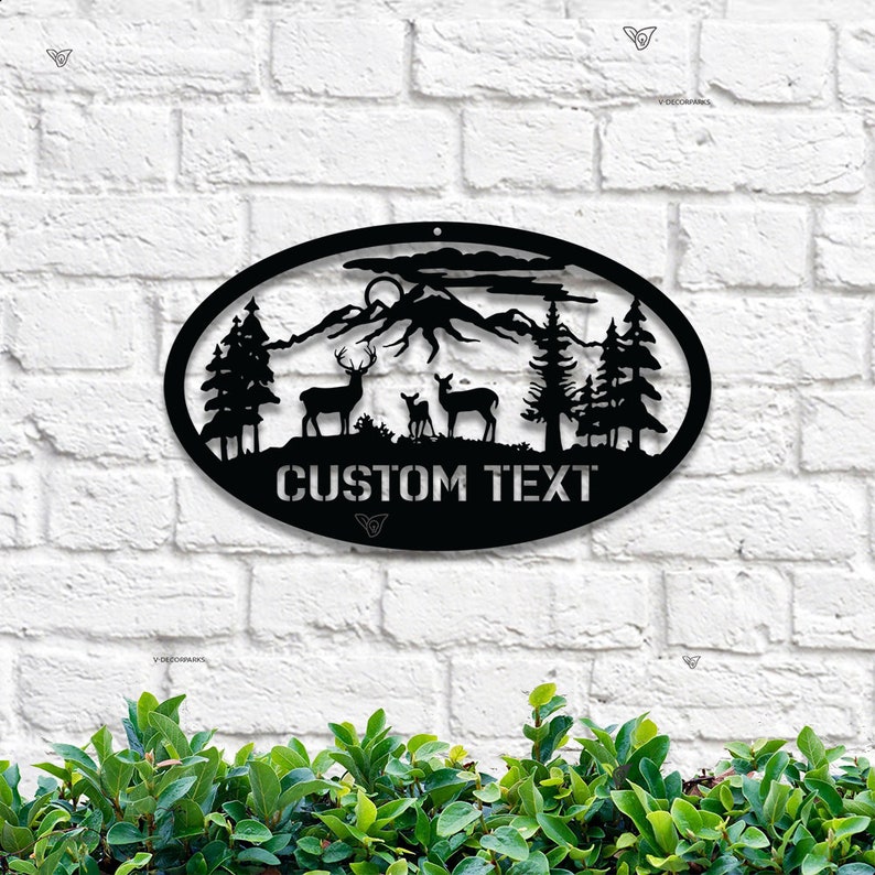 Personalized Oval Deer Metal Cabin Sign, Outdoor Hunting, Deer Hunter ...