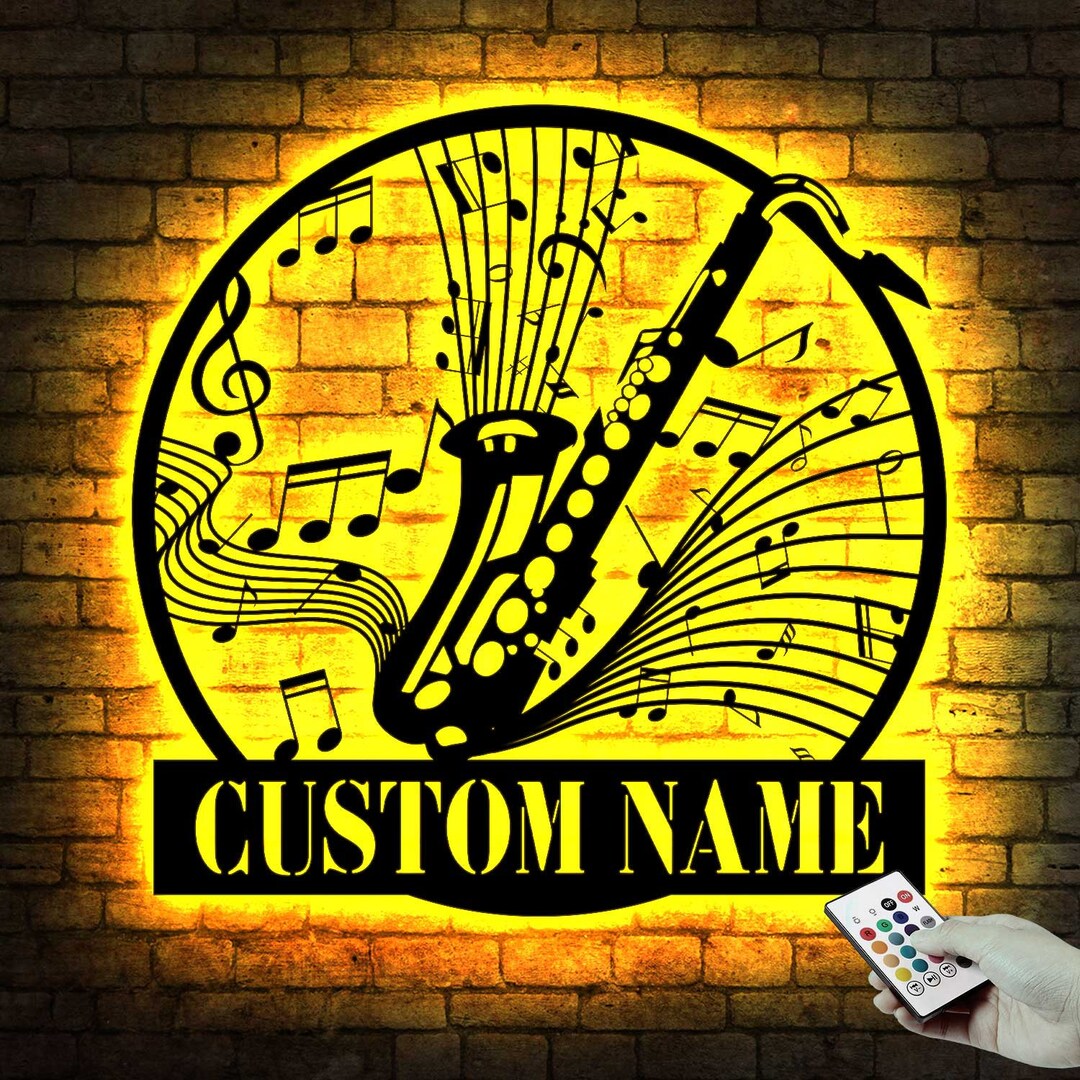 Customized Saxophone Musical Instrument Metal Wall Art LED Lights ...