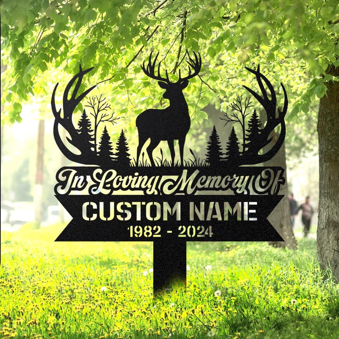 Personalized Deer Hunting Memorial Stake, Custom Deer Hunting Memorial ...