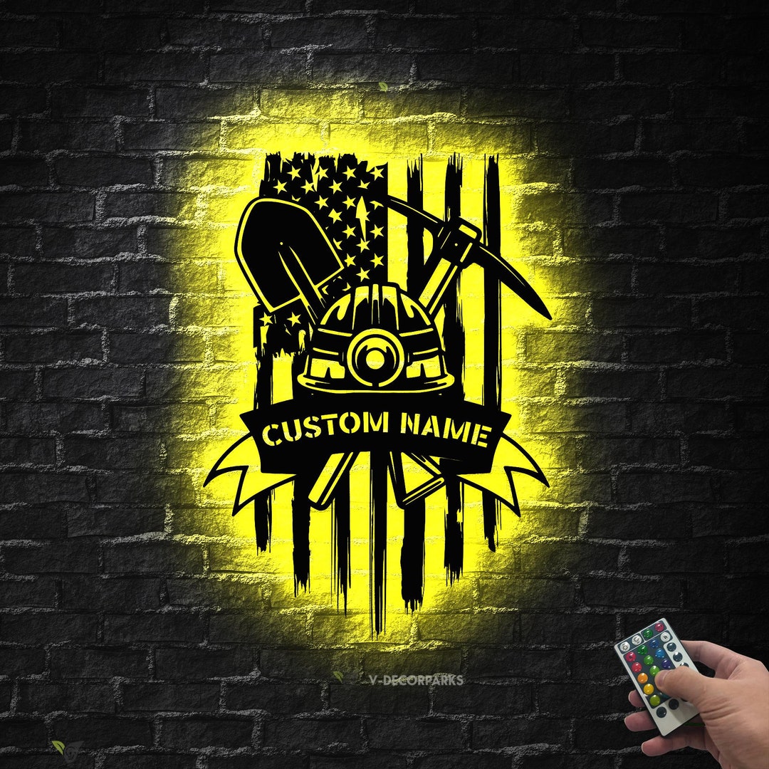 Custom Mining Tools Metal Sign Led,coal Miner Wall Art,personalized ...