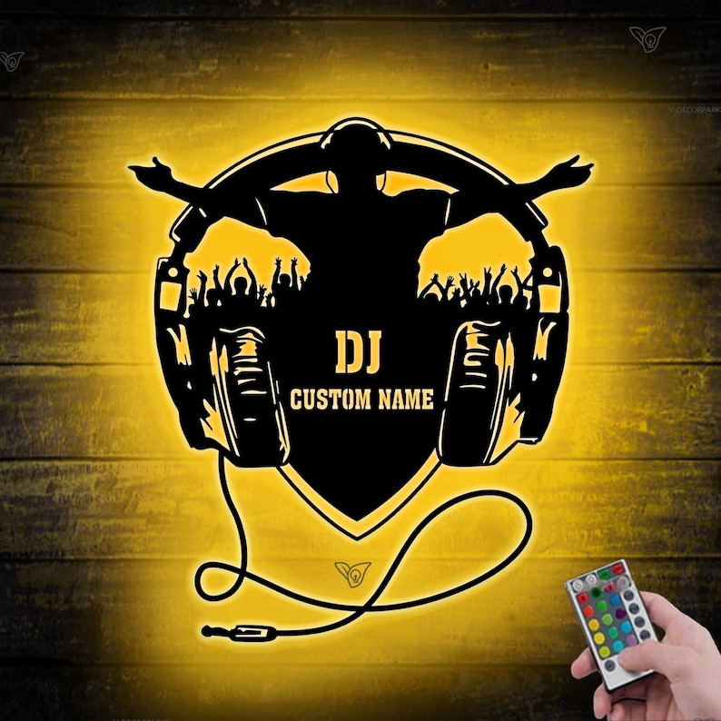 Custom DJ Metal Wall Art With LED Light, DJ Player Metal Sign, Gifts ...
