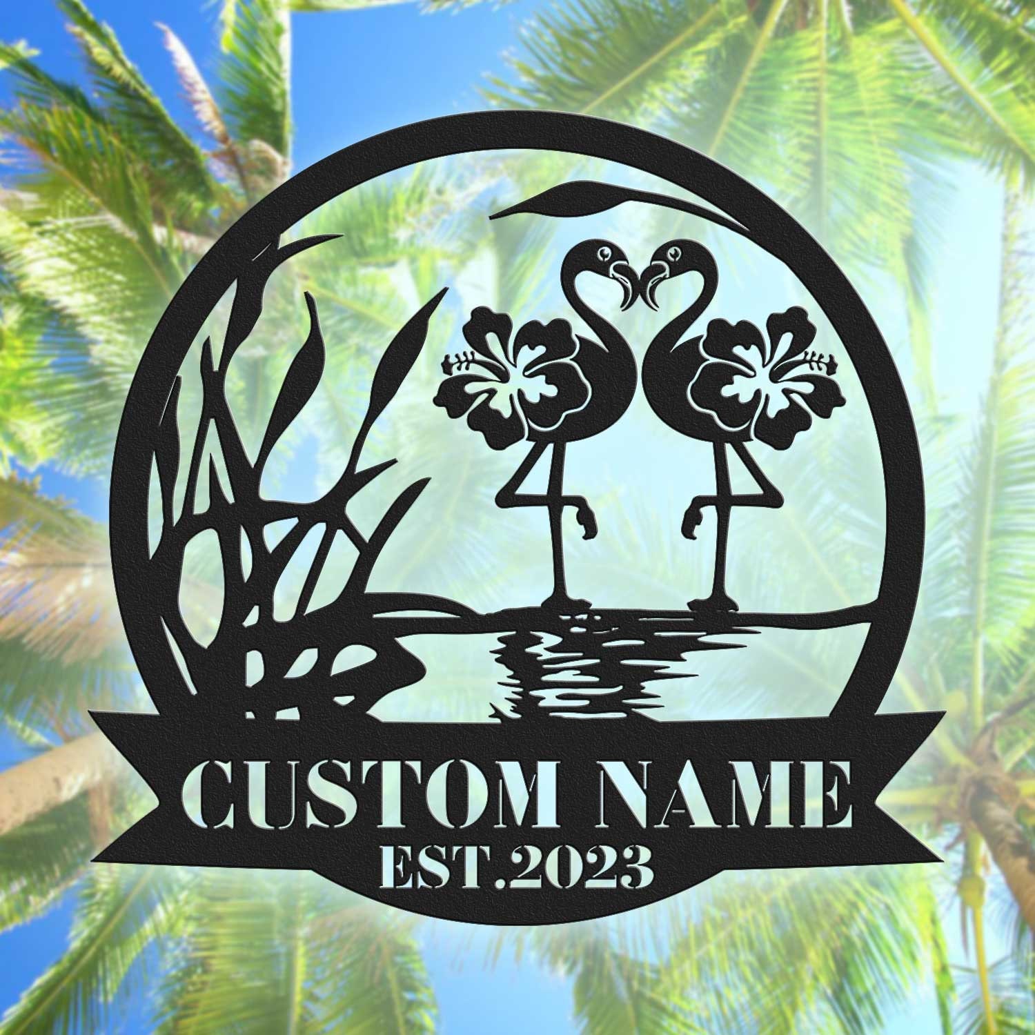 Custom Name Couple Flamingo Metal Sign,personalized Flamingos Name Sign ...