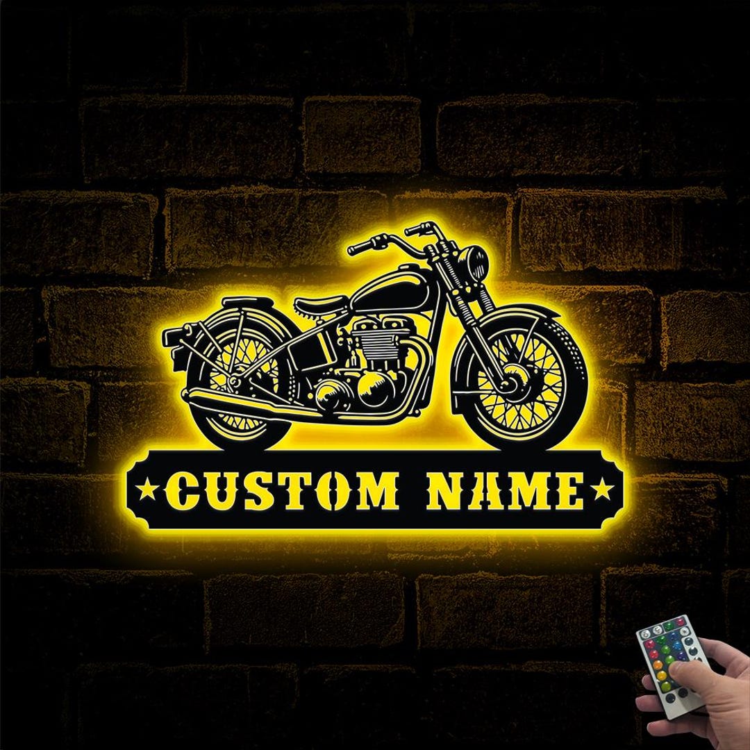 Custom Metal Motorcycle Sign Led Lights, Motorbike Motorcycle Metal ...