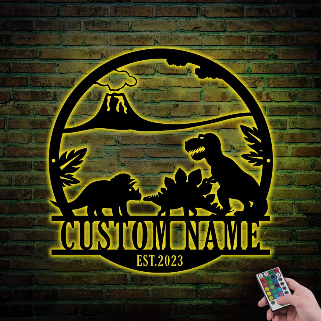 Dinosaur Name Sign Custom, Nursery Decor, Personalized Dinosaur Metal ...