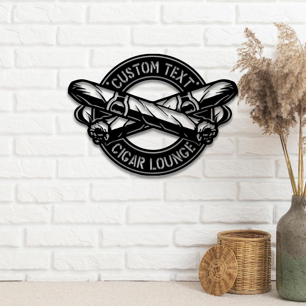 Personalized Cigar Lounge Metal Wall Art LED Lights, Custom Smoking ...